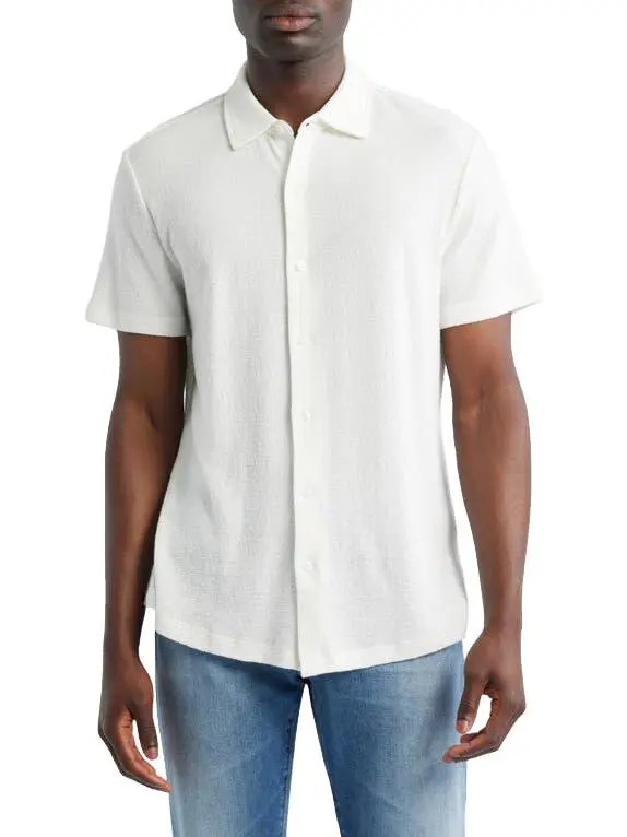Robert Barakett Newman Short Sleeve Knit Button-up Shirt - White