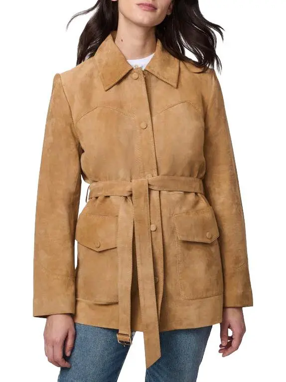 Bernardo Belted Suede Jacket - Brick