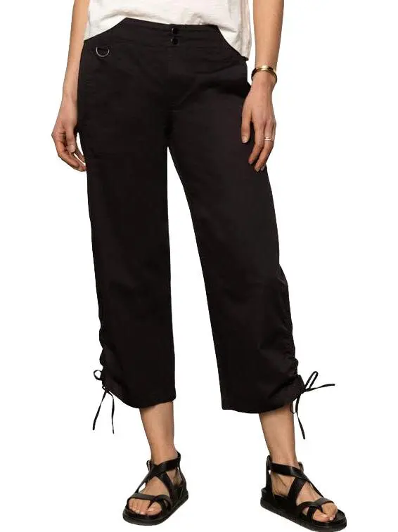 Sanctuary Cotton Twill Utility Crop Pants - Black