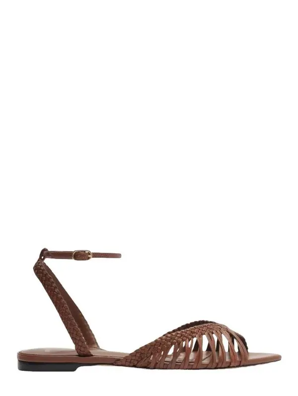 ALEXANDRE BIRMAN Agatha Woven Leather Flat Sandals - Chocolate Fondue