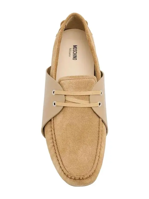 Moschino Suede And Leather Loafers - Beige