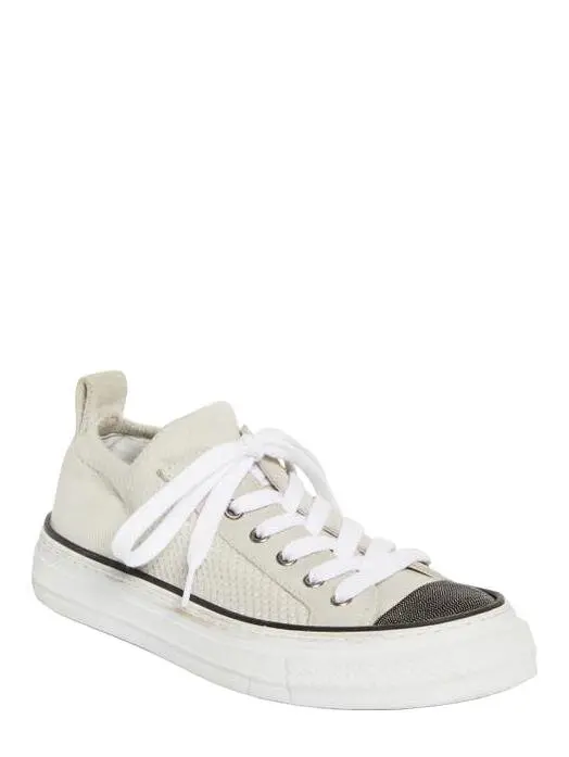 Brunello Cucinelli Monili Trim Platform Sneakers - White