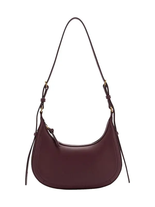 Mango Oval Faux Shoulder Bag - Burgundy