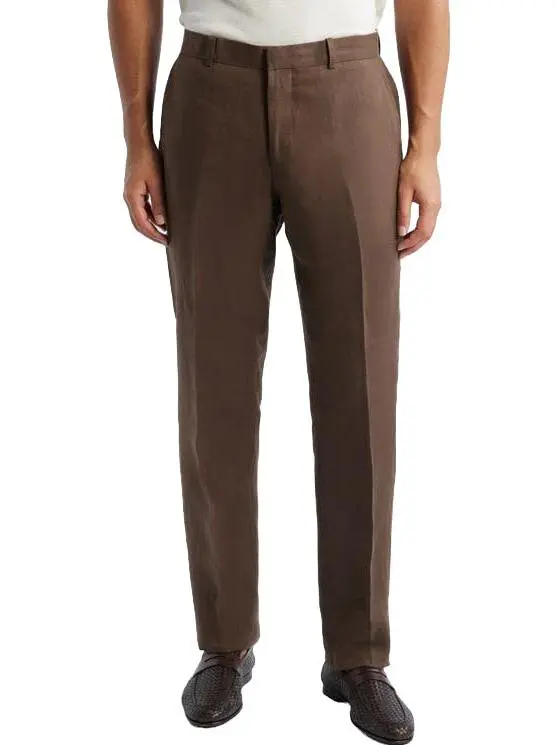 Nordstrom Henrik Trim Fit Italian Linen Suit Separate Pants - Brown Cocoa