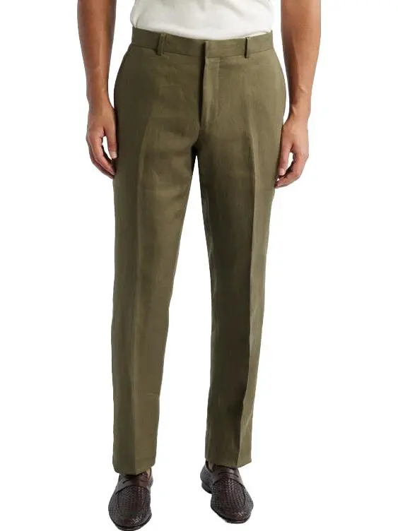 Nordstrom Henrik Trim Fit Italian Linen Suit Separate Pants - Olive Ivy