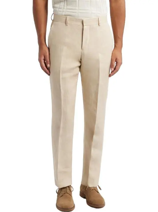 Nordstrom Henrik Trim Fit Italian Linen Suit Separate Pants - Tan Desert