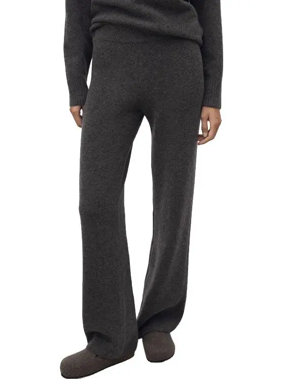 Mango Knit Straight Leg Pants - Charcoal