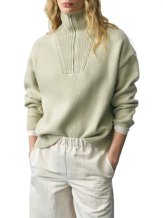 Mango Quarter Zip Pullover - Green Apple