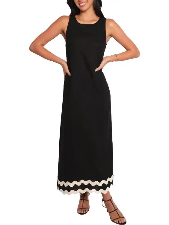 PETAL & PUP Juno Rickrack Trim Maxi Dress - Black