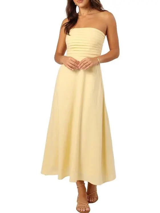PETAL & PUP Kenna Strapless A-line Dress - Butter Yellow