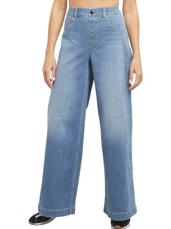 Spanx Everywear Wide Leg Pull-on Jeans - Stonewashed Blue