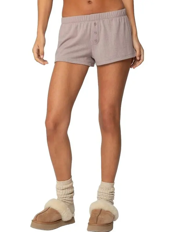 EDIKTED Keely Pointelle Pull-on Shorts - Brown