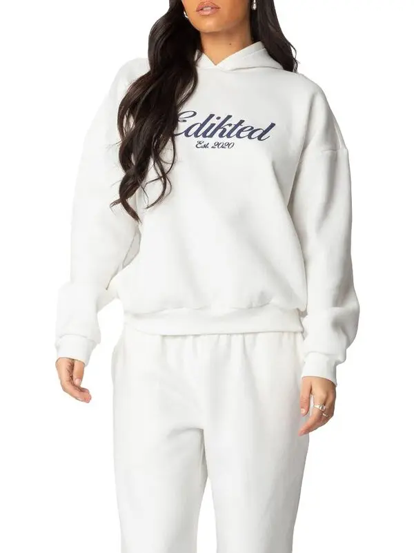 EDIKTED Oversized Fleece Hoodie - White