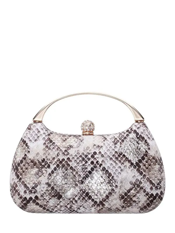 Nina Brando Snake Embossed Top Handle Bag - Ivory Multi