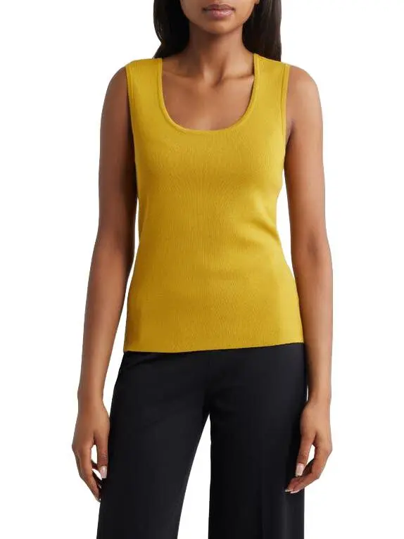 TAHARI ASL Scoop Neck Sweater Tank - Ochre