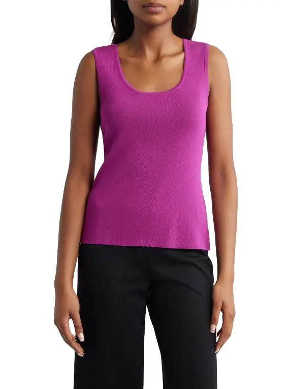 TAHARI ASL Scoop Neck Sweater Tank - Wild Berry