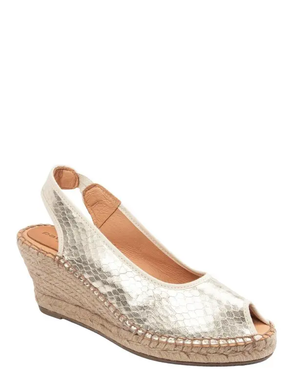PATRICIA GREEN Nicola Slingback Espadrille Wedge Sandal - Gold Metallic Snake