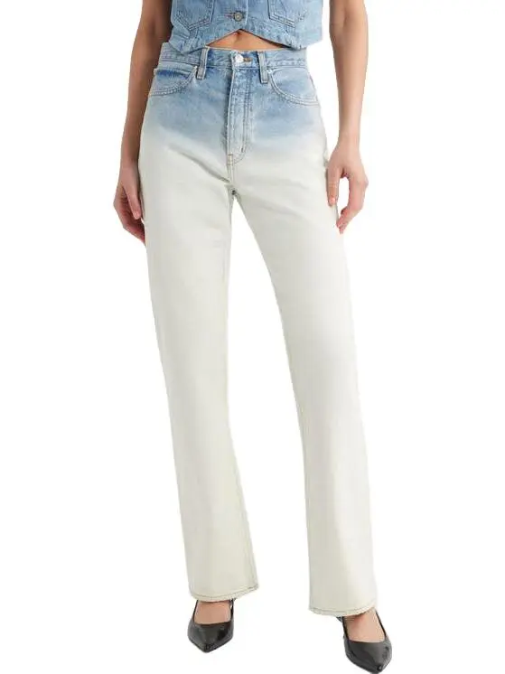 FRAME Vertical High-waist Straight-leg Jeans - Deep End
