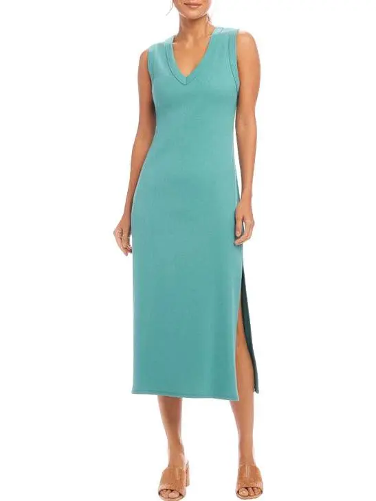 Karen Kane Sleeveless Ribbed Midi Dress - Aqua