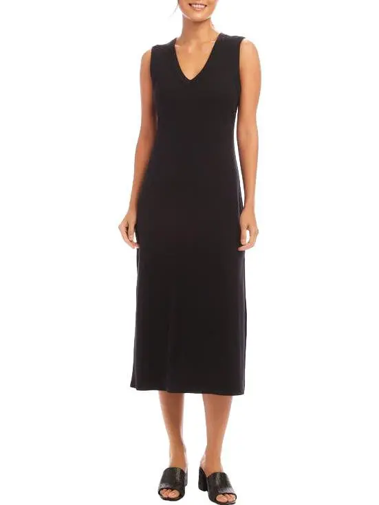 Karen Kane Sleeveless Ribbed Midi Dress - Black
