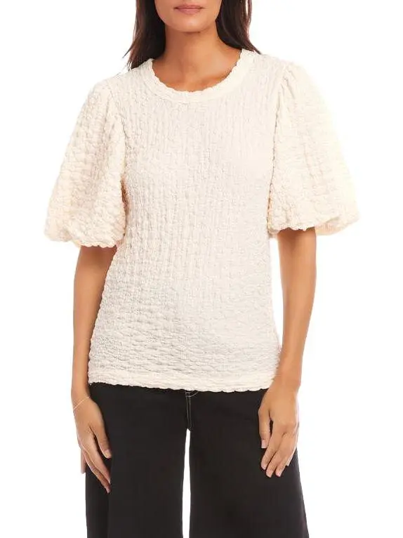 Karen Kane Puff Sleeve Textured Shirt - Cream