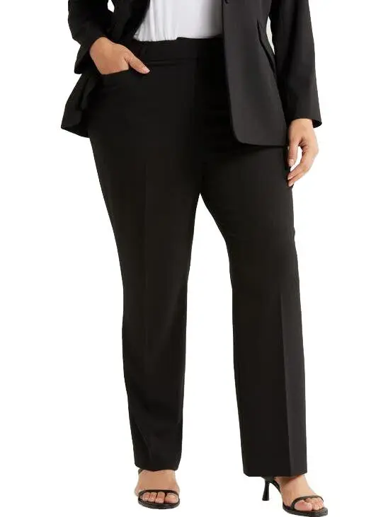 TAHARI ASL Bird Eye Straight Leg Trousers - Black