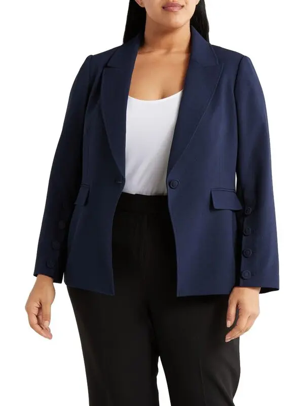 TAHARI ASL One-button Blazer - Deep Navy