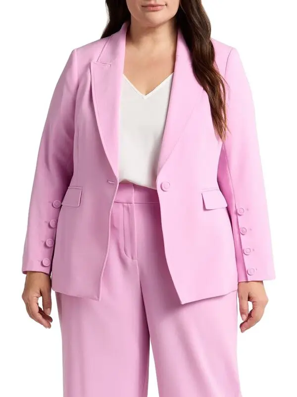 TAHARI ASL One-button Blazer - Pink Macaroon