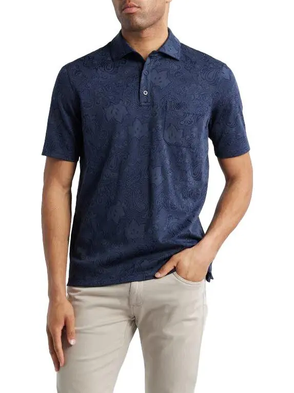Johnston & Murphy Paisley Jacquard Polo - Navy