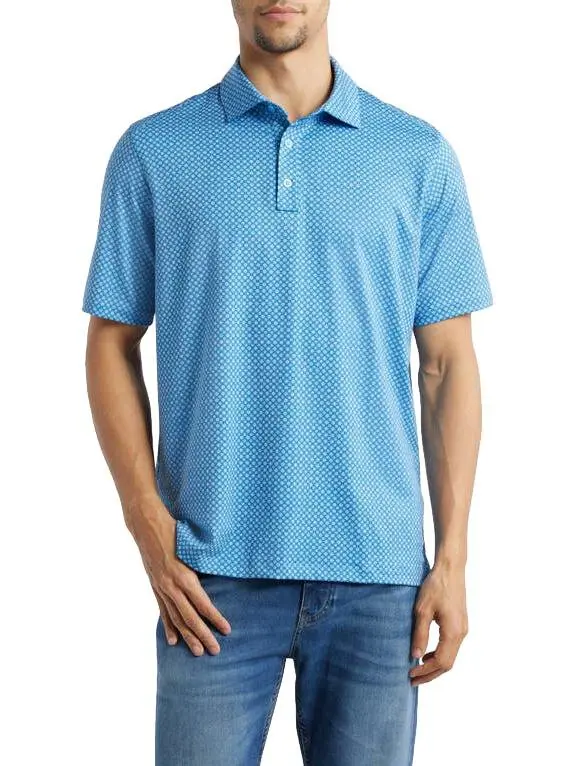 Johnston & Murphy Xc4® + Cool Degree™ Geo Print Performance Golf Polo - Geo Circle/blue