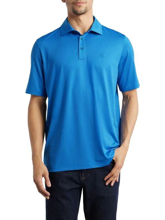 Johnston & Murphy Xc4® + Cool Degree™ Microprint Performance Golf Polo - Blue/ Navy