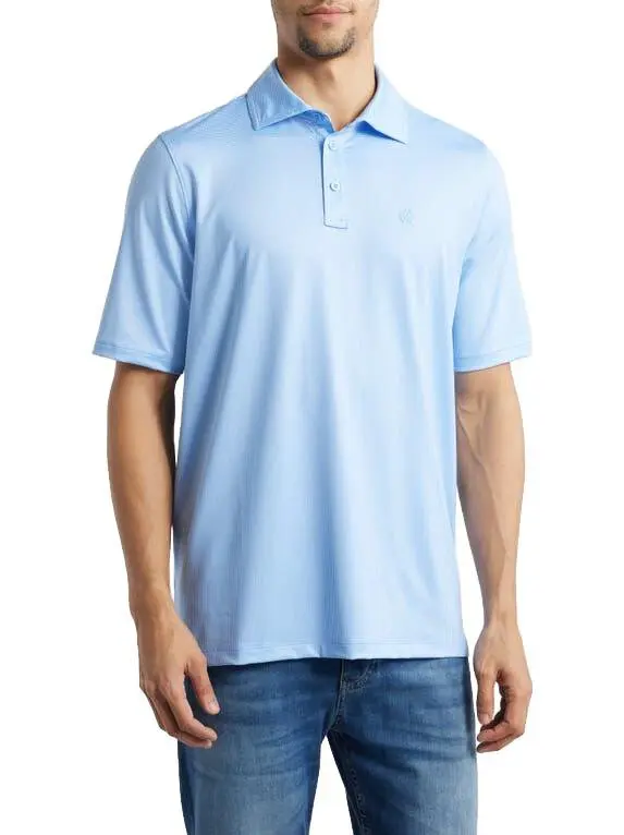 Johnston & Murphy Xc4® + Cool Degree™ Microprint Performance Golf Polo - Light Blue/white