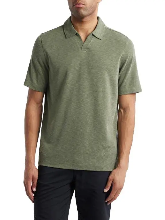 Johnston & Murphy Vintage Slub Modal Blend Johnny Collar Polo - Olive