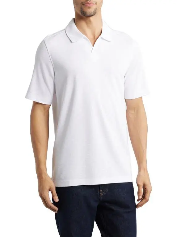 Johnston & Murphy Vintage Slub Modal Blend Johnny Collar Polo - White