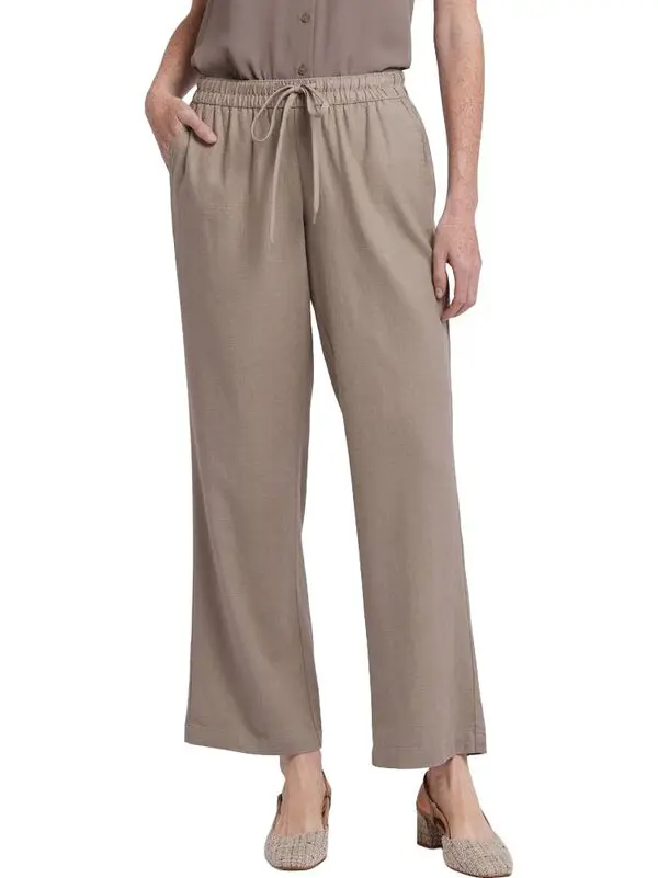 NYDJ Relaxed Tie Waist Linen Blend Pants - Saddlewood