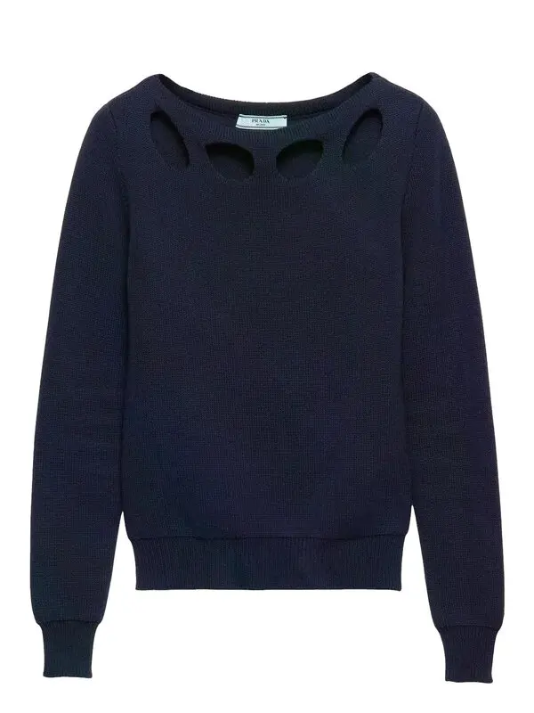 Prada Cotton Boat-neck Sweater - Blue