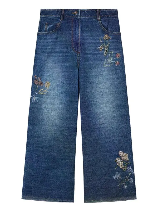 Ports 1961 Floral Embellished Jeans - Blue