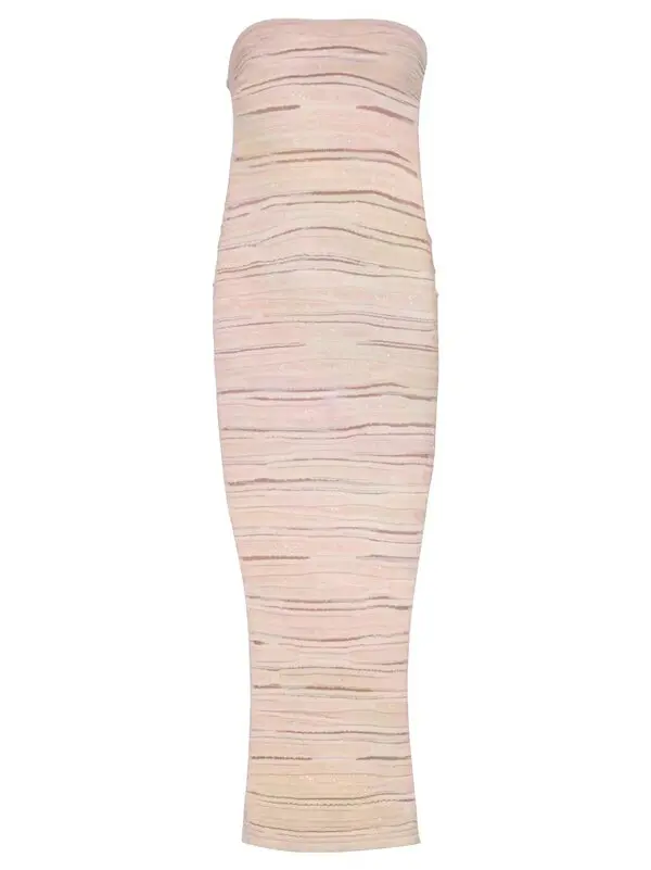 Balmain Strapless Knit Midi Dress - Neutrals
