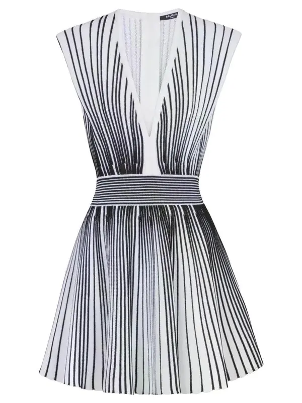 Balmain Flared Knitted Dress - White