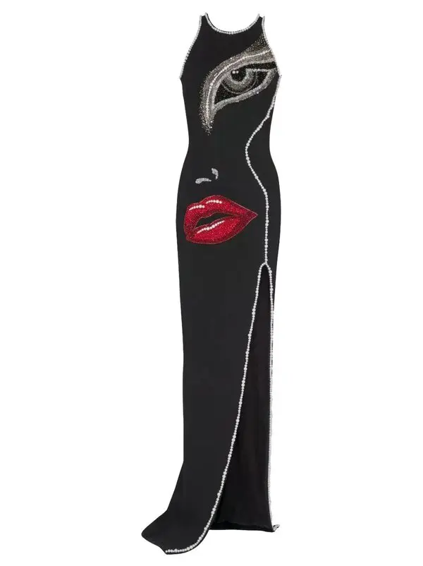 Balmain Face-motif Maxi Dress - Black