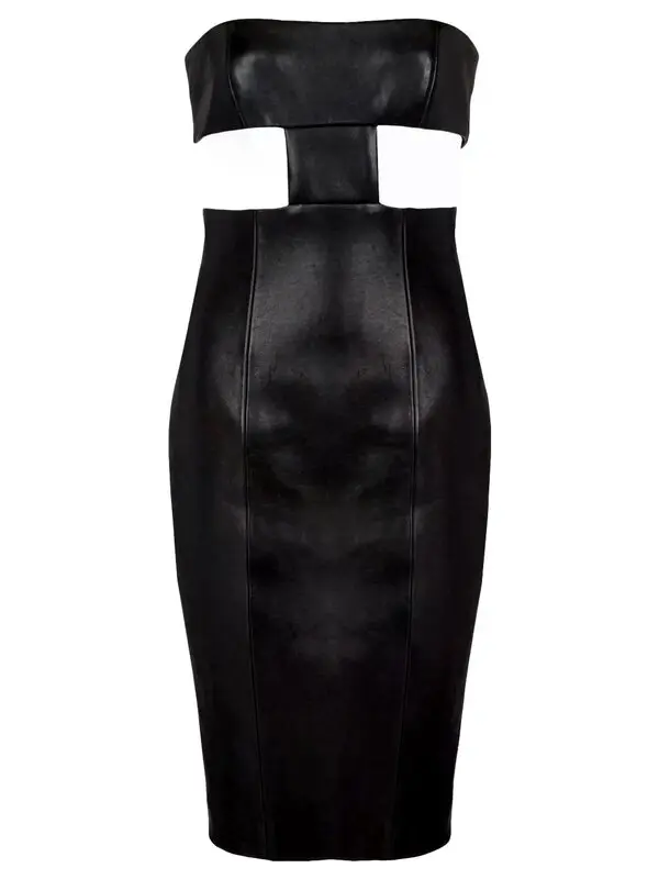 Balmain Strapless Leather Mini Dress - Black