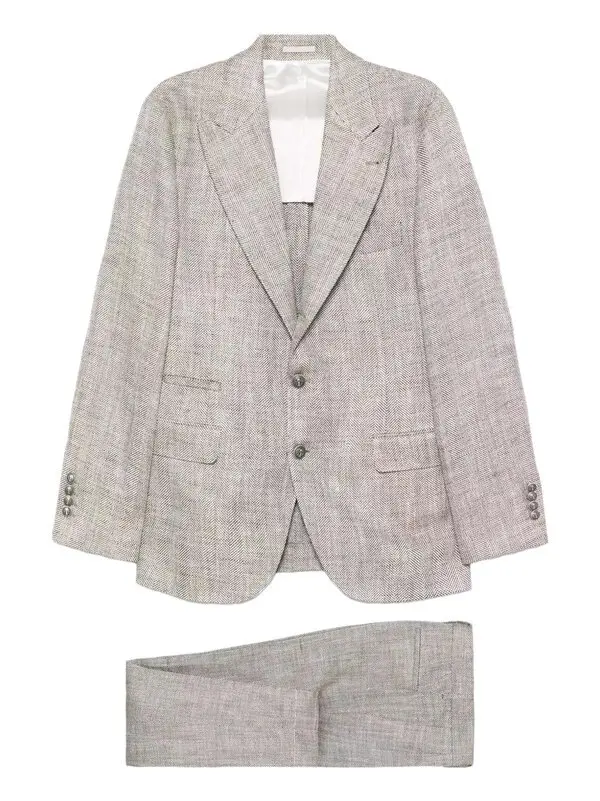 Brunello Cucinelli Herringbone Suit - Neutrals