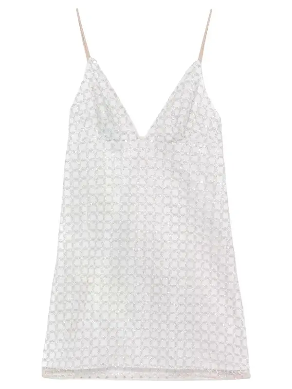 ROTATE BY BIRGER CHRISTENSEN Beaded A-line Mini Dress - Neutrals