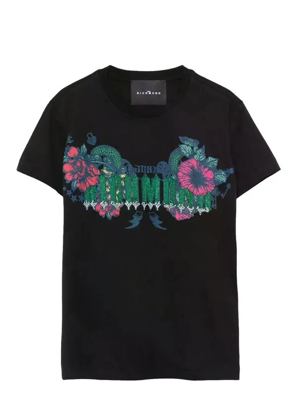 John Richmond Floral-print T-shirt - Black