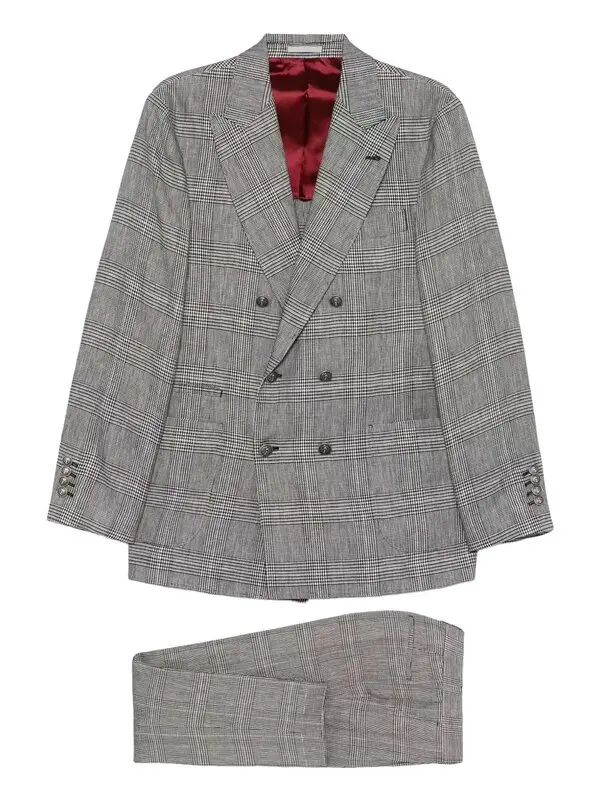 Brunello Cucinelli Prince Of Wales-check Suit - Grey