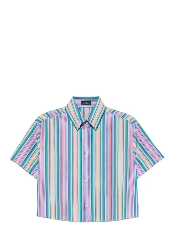 Etro Striped Cropped Shirt - Blue