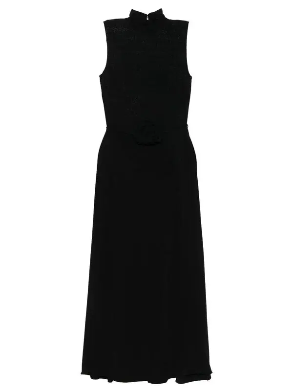 ROTATE BY BIRGER CHRISTENSEN Floral-appliqué Maxi Dress - Black