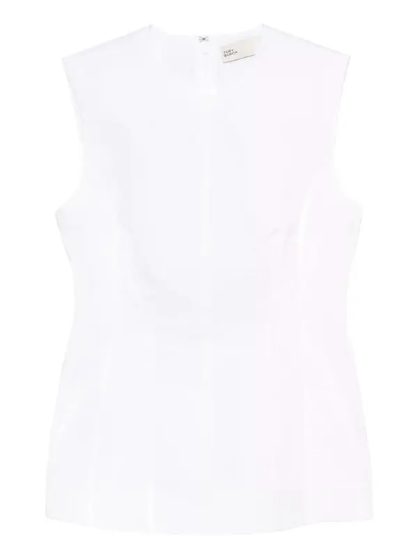 Tory Burch Sleeveless Poplin Top - White