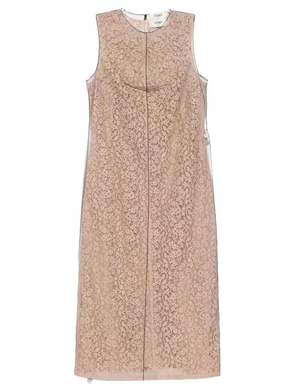 Fendi Floral Lace Midi Dress - Neutrals