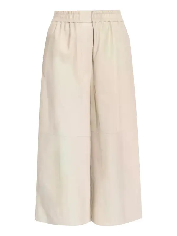 Loewe Cropped Leather Trousers - Neutrals